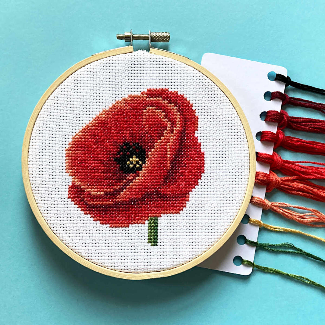 Flower Cross Stitch Kits for Beginners, Easy, Colourful | Knit Knot Krafts