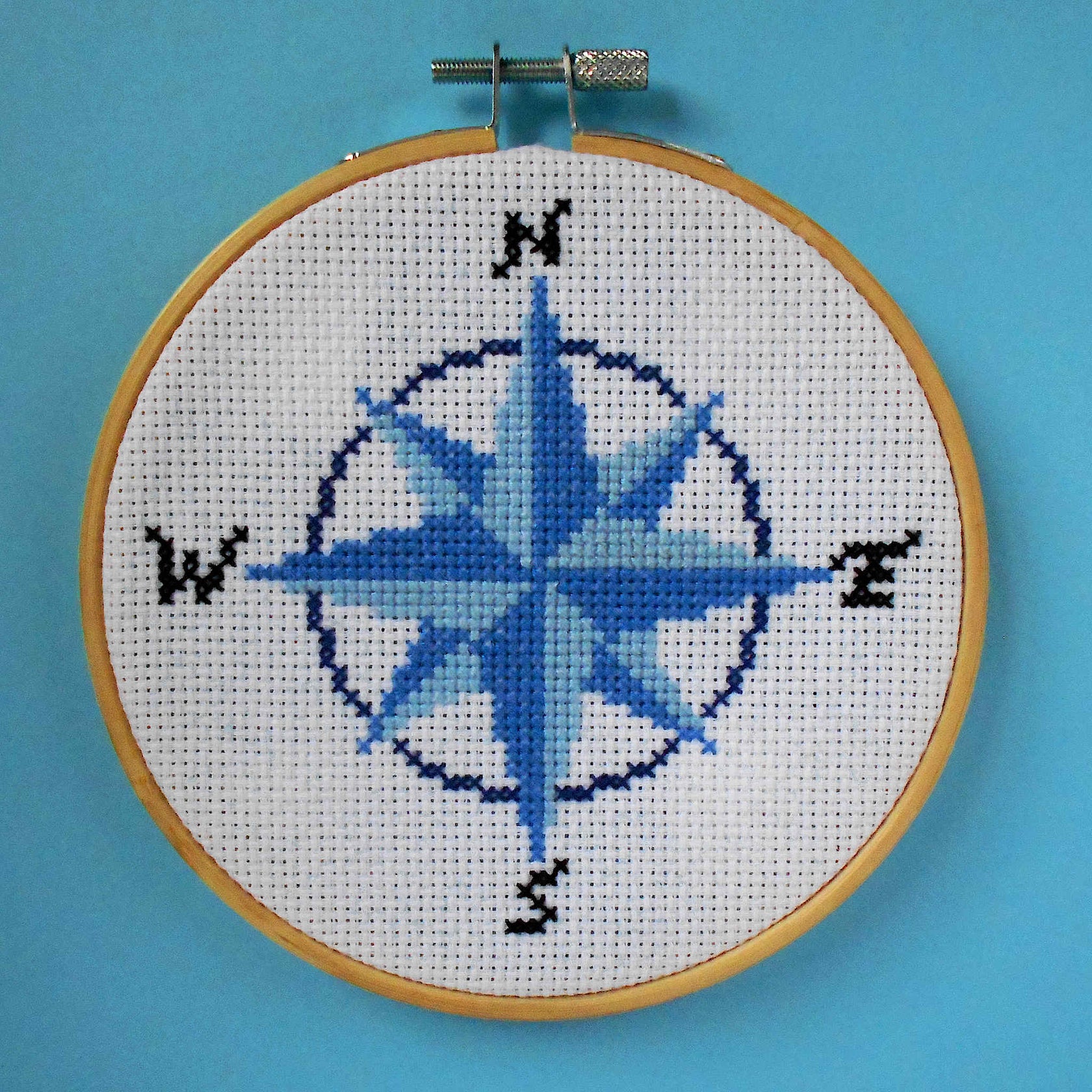 Compass Cross Stitch Kit, Nautical Needlepoint DIY Kit | Knit Knot Krafts