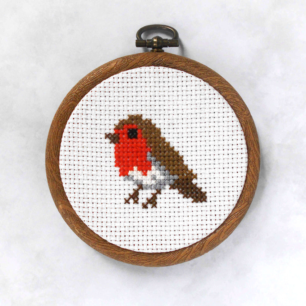 Robin Cross Stitch Kit for Beginners, Christmas Crafts | Knit Knot Krafts